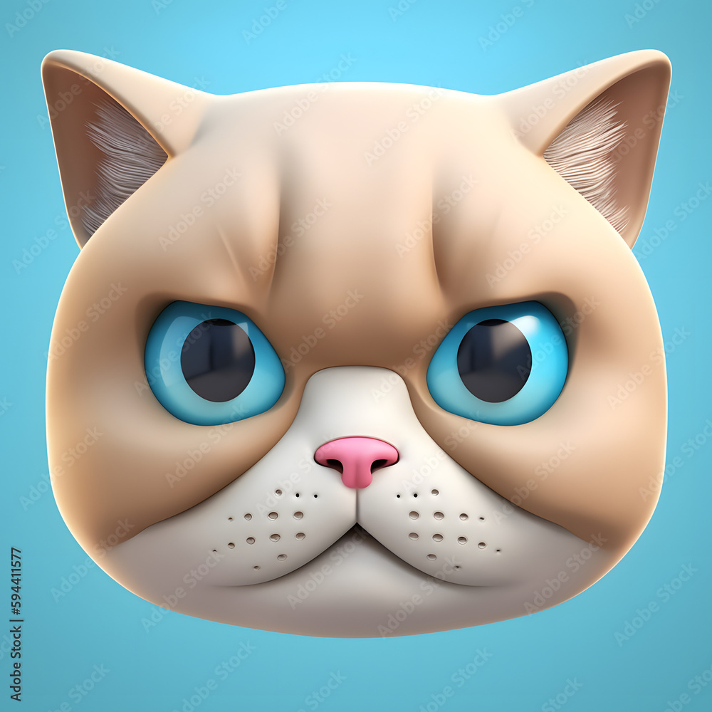 3d cartoon cat emoji Stock Illustration | Adobe Stock
