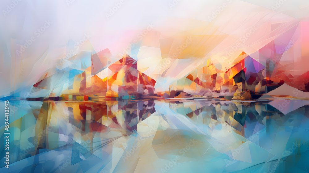 Abstract art, multiple exposure, a creative blend of geometric shapes ...