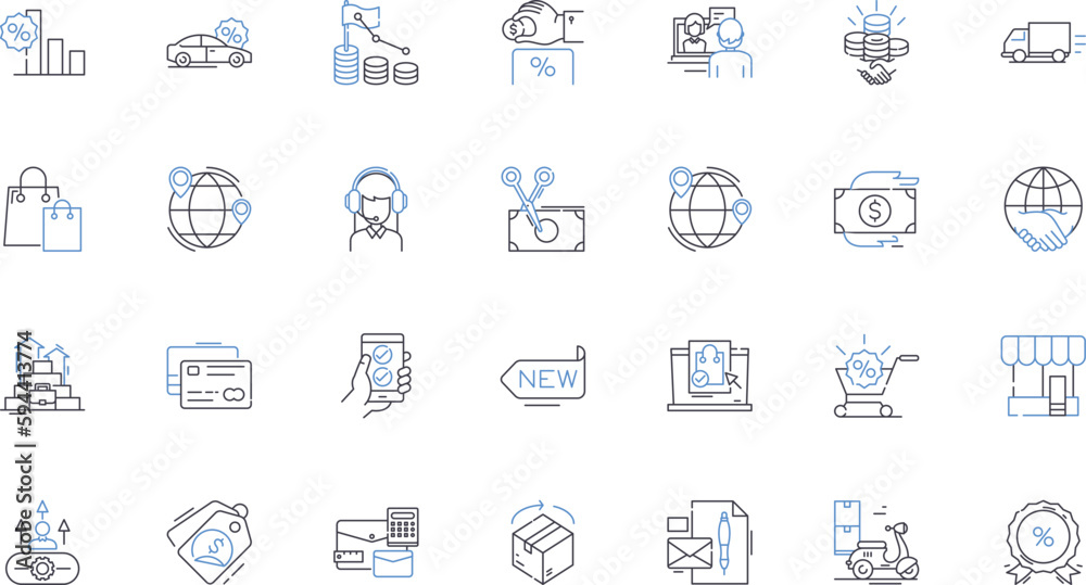 Operating profit line icons collection. Revenue, Expenses ...