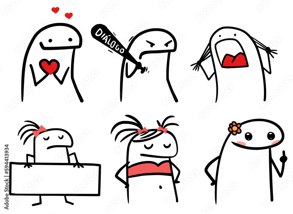 Funny internet meme flork in various poses. Separate vectors. Stock ...