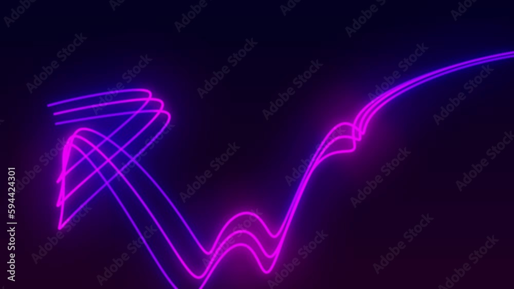 Line Background. Bright blue neon glowing fast moving lines along the ...