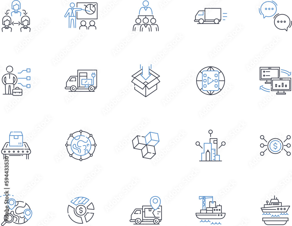Spreading out line icons collection. Divergence, Expansion ...