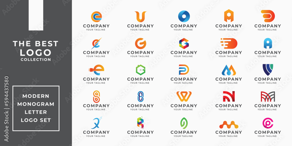 25 Logos Bundle Modern Monogram Letter Logo Set for different types of ...