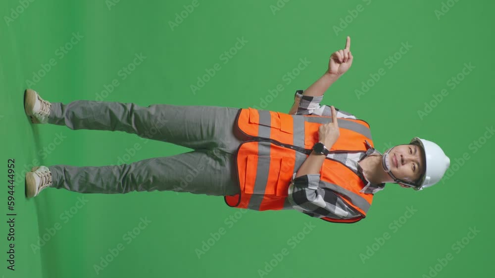 Full Body Of Asian Male Engineer With Safety Helmet Smiling And ...