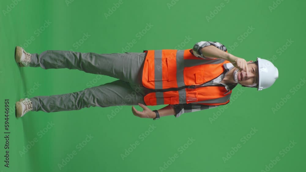 Full Body Of Angry Asian Male Engineer With Safety Helmet Shouting At ...