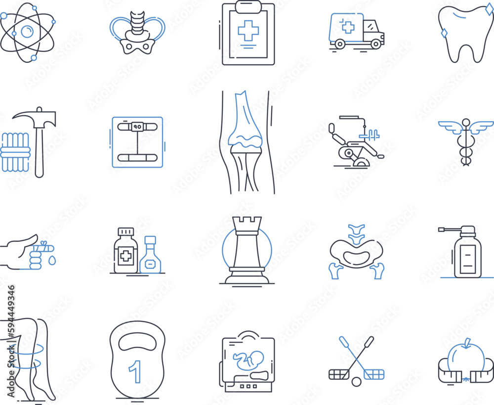 Strength workout line icons collection. Endurance, Resistance, Power ...