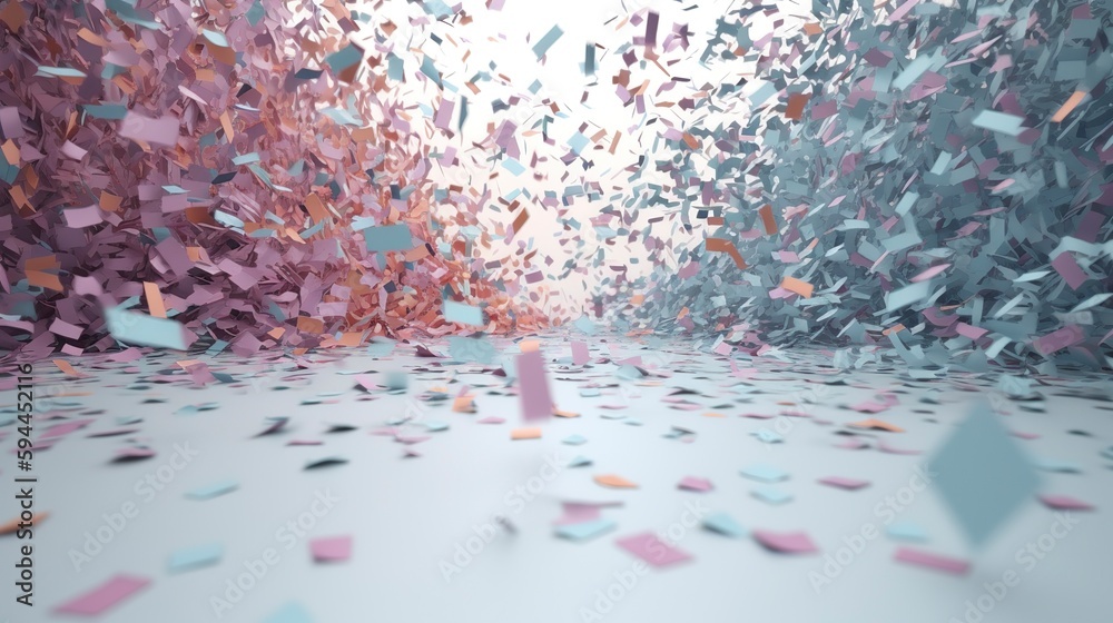 confetti and bubbles flying in the light, in the style of gray and blue ...