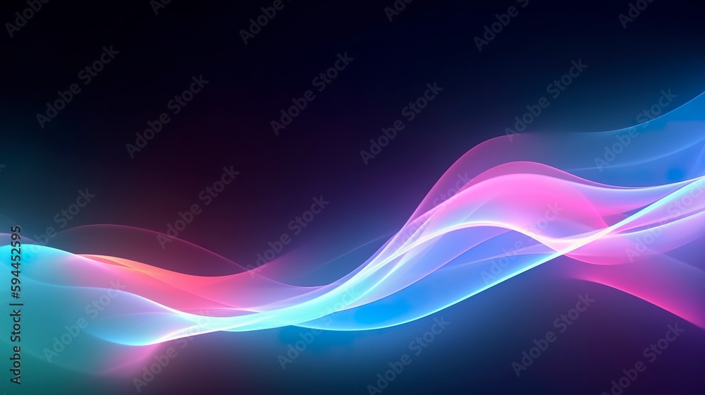 Minimal gradient background with flowing lights, neon colors, white and ...
