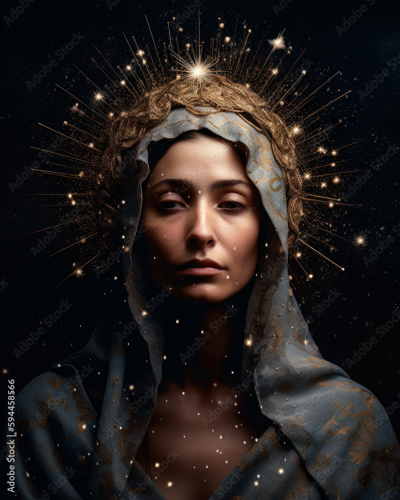 Portrait of Holy Mary the mother of Jesus. Generative AI ilustração do ...