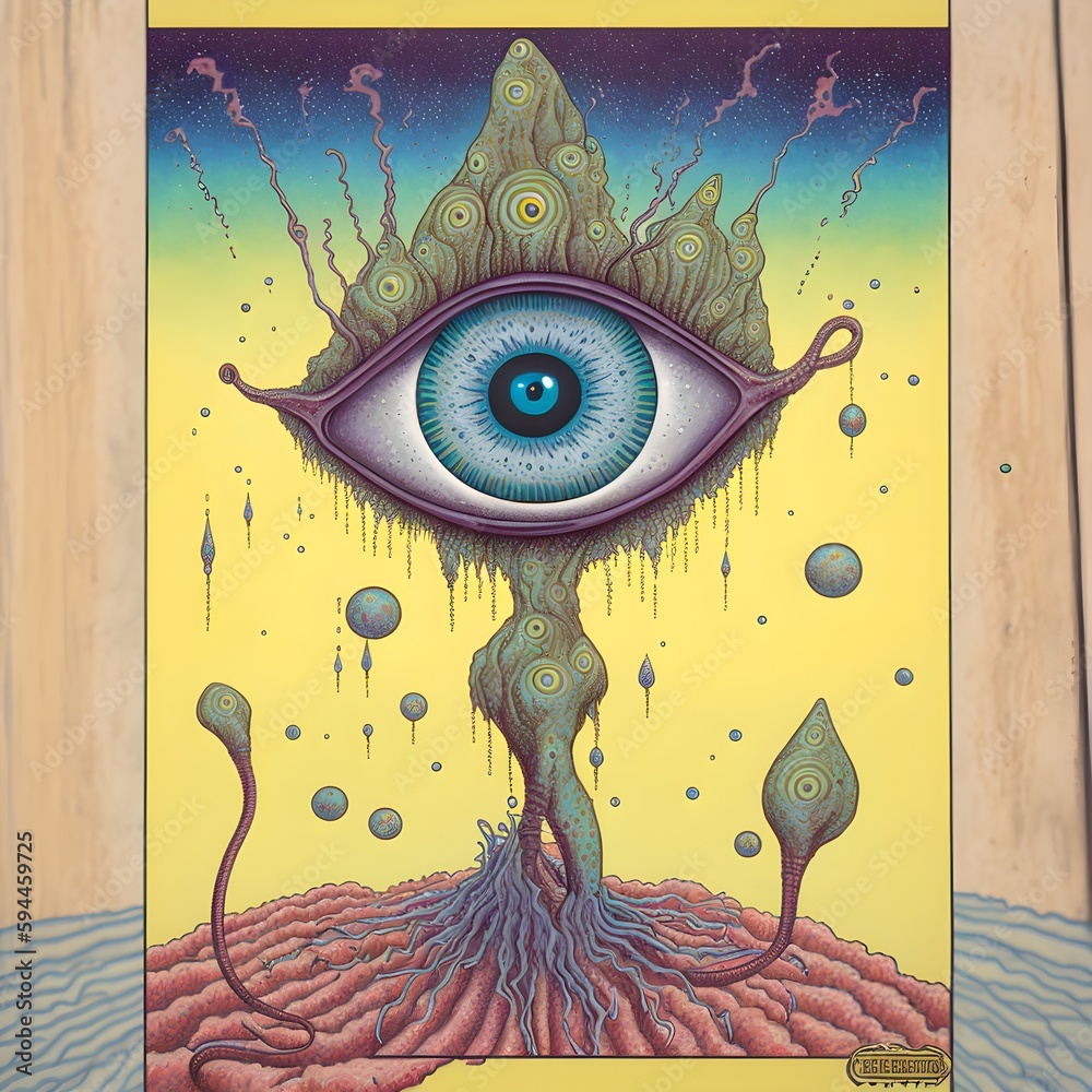 Filigree Fibonacci Jean Giraud style color illustration of a ...