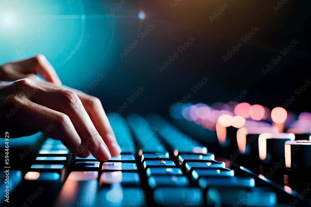 Hand using a computer keyboard Technology Concept. Created with ...