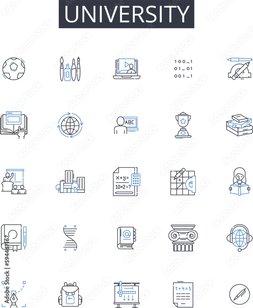 University line icons collection. College, School, Academy, Institute ...