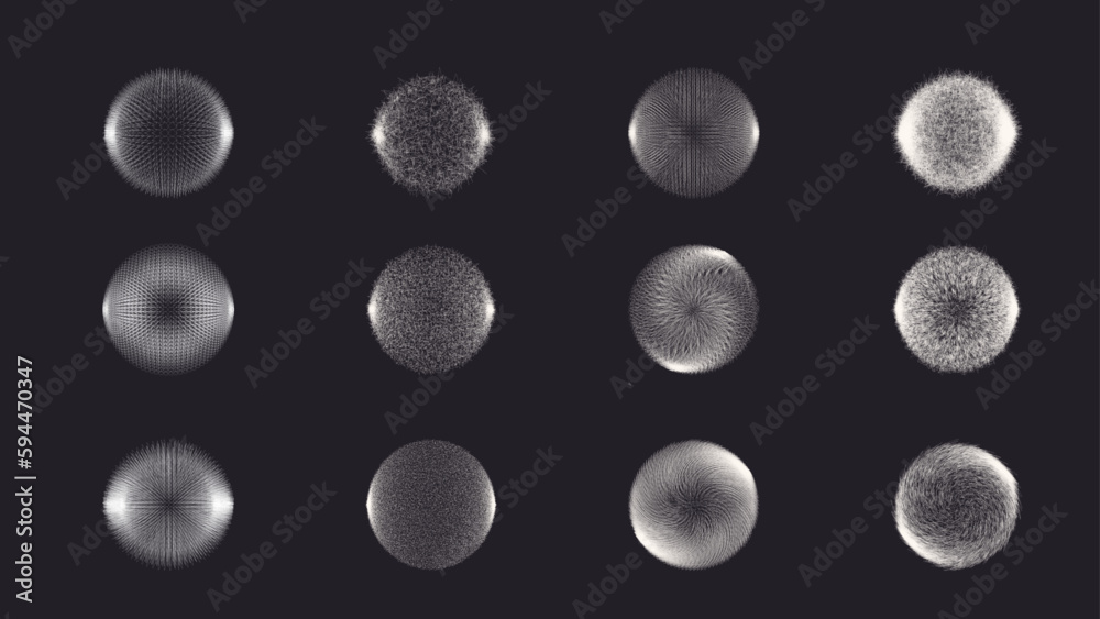 Abstract vector spheres and textures illustration isolated graphic ...