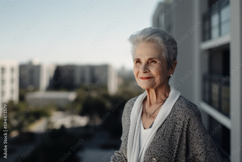 Full-length portrait photography of a cheerful woman in her 60s wearing ...