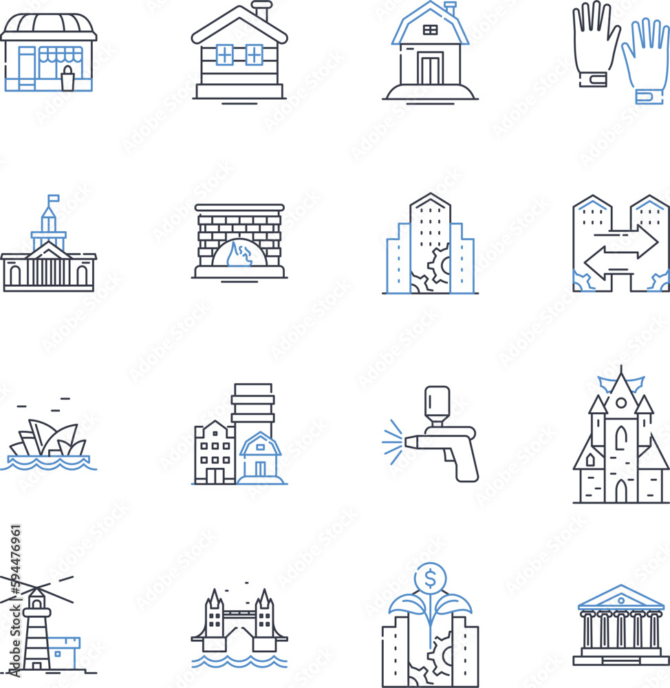 Plumbing systems line icons collection. Faucet, Drain, Valve, Pipe ...