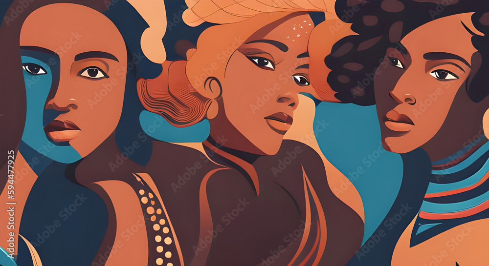 Proud women of color diversity BIPOC painting style digital art ...