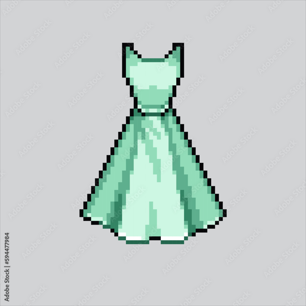Pixel art illustration dress. Pixelated female dress. women dress ...