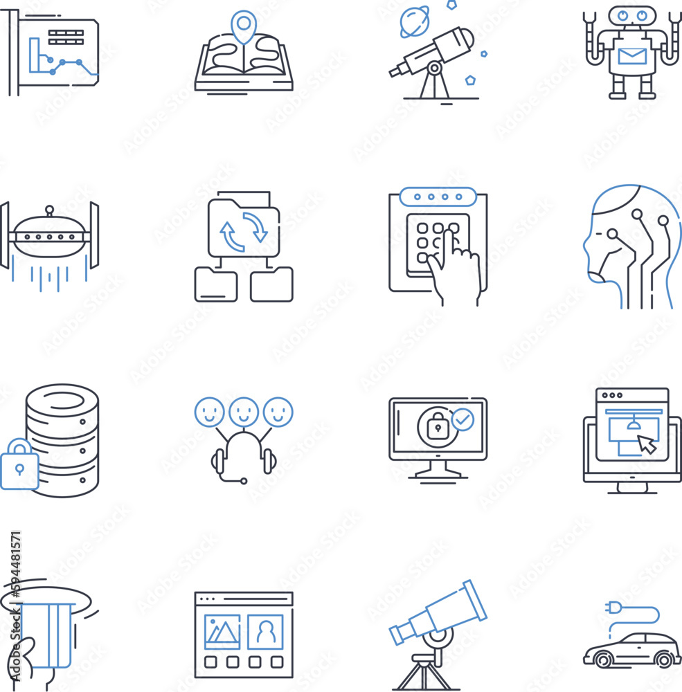 Cybercrime Prevention Line Icons Collection Encryption Firewall Authentication Antivirus