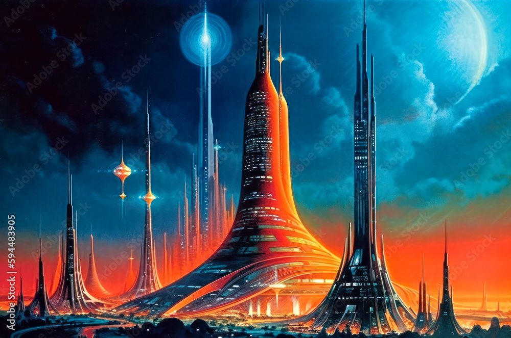 Vintage Pulp Sci Fi Art Geometric Science Fiction Futuristic