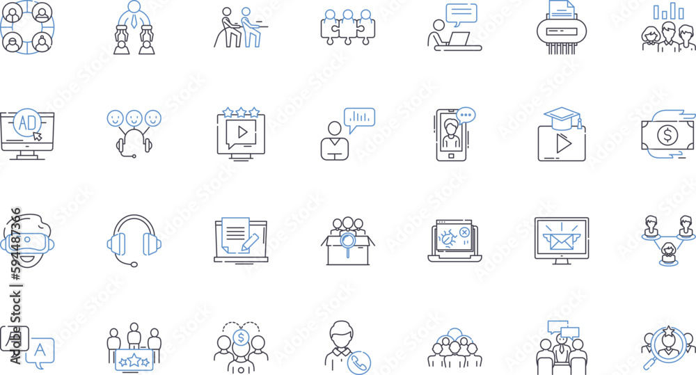 Throng population line icons collection. Crowd, Congestion, Cluster ...
