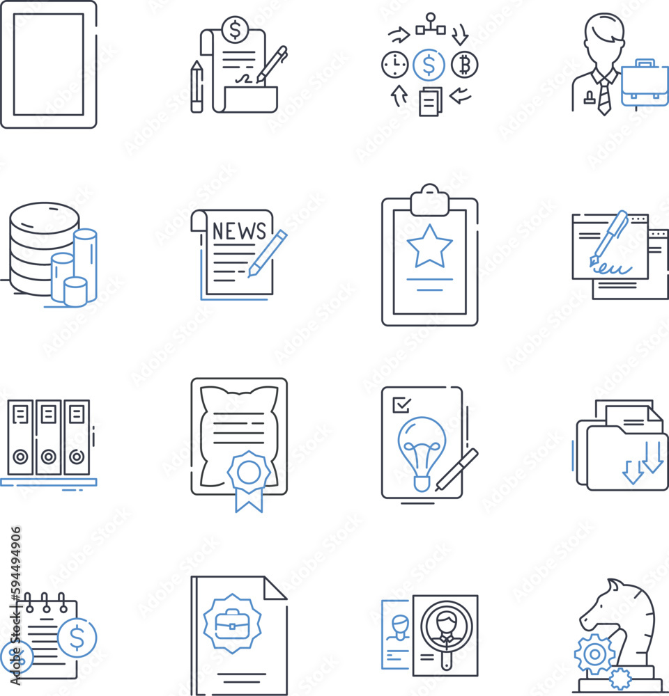 Information retrieval line icons collection. Search, Query, Index ...