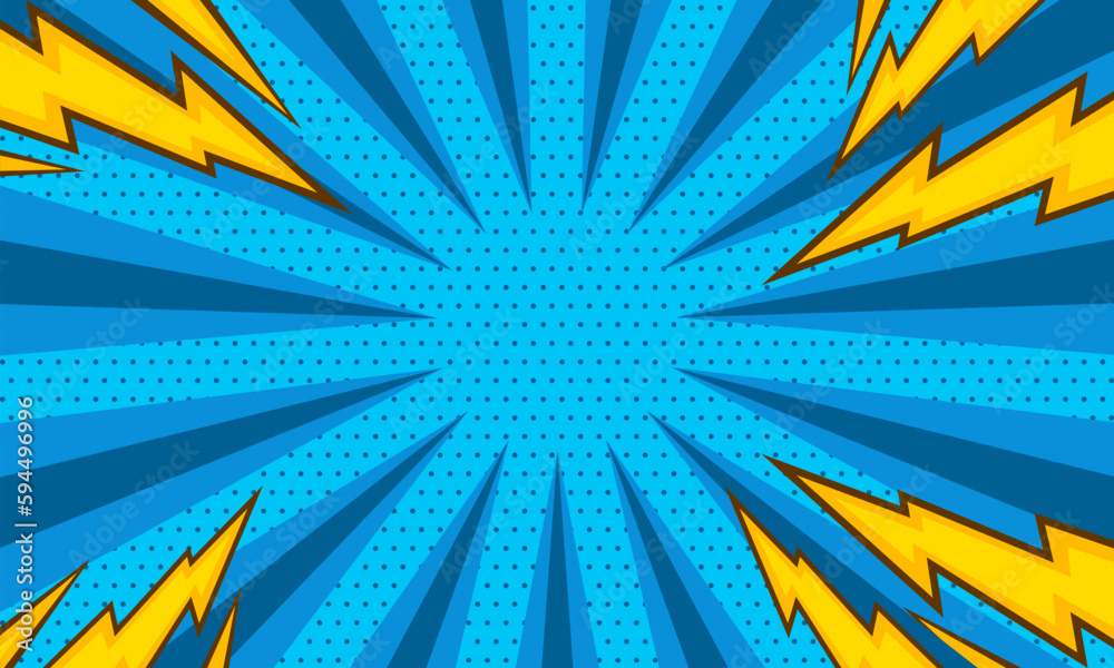 Comic blue background with thunder illustration Stock Vector | Adobe Stock