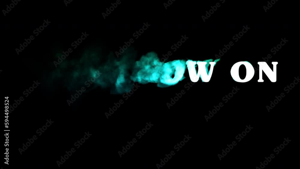beautiful smoke reveal of text in two colours on black background ...