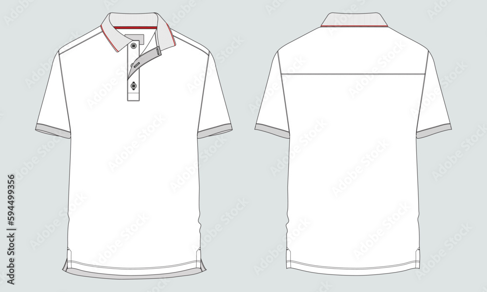 Short sleeve Polo shirt Technical Fashion flat sketch vector ...
