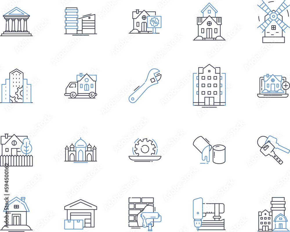 Foundation line icons collection. Substructure, Base, Footing ... Foundation line icons collection. Substructure, Base, Footing ...