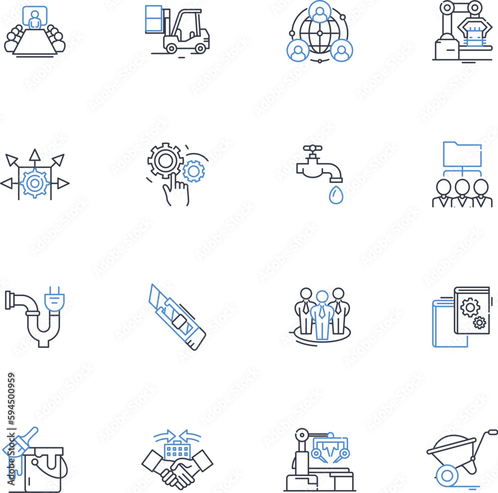 Processing center line icons collection. Efficiency, Automation ... Processing center line icons collection. Efficiency, Automation ...