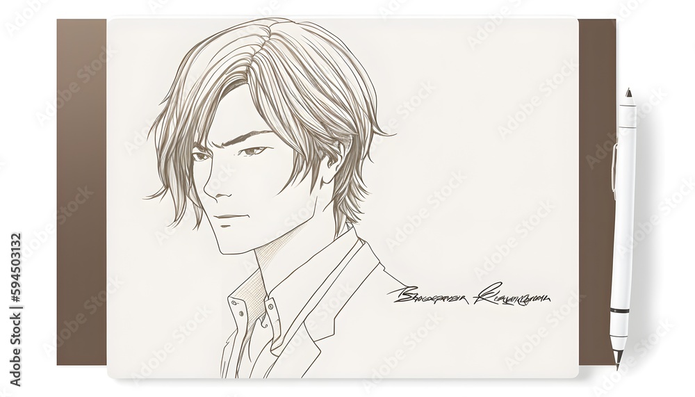 minimal line drawing of a pop singer is signing autographs front angle ...