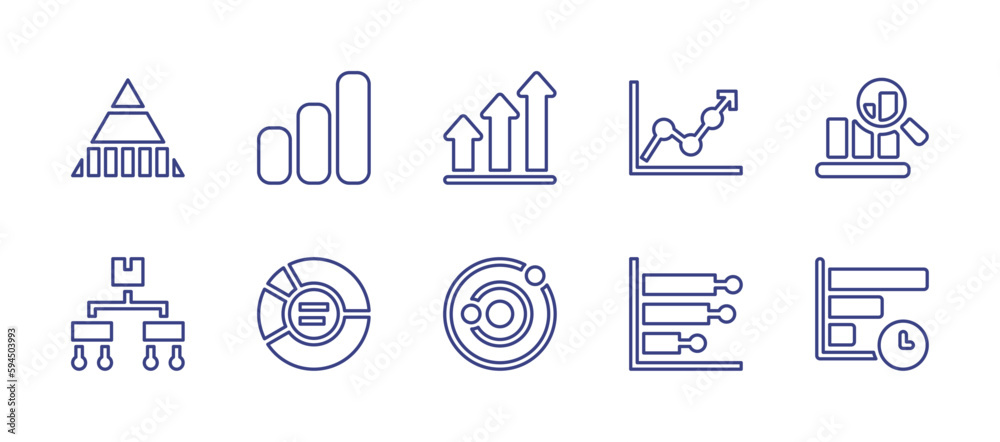 Charts and diagrams line icon set. Editable stroke. Vector illustration ...