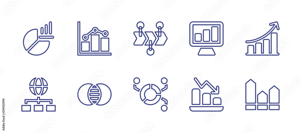 Charts and diagrams line icon set. Editable stroke. Vector illustration ...