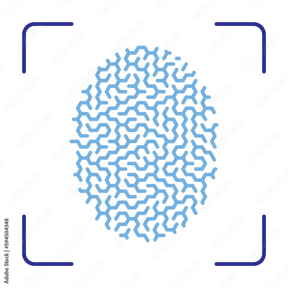 Fingerprint maze with cells. Fingerprint bio metric identification ...