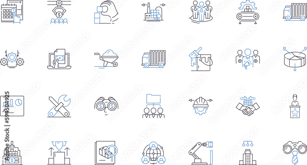 Development Cycle Line Icons Collection Planning Design Coding Testing Deployment