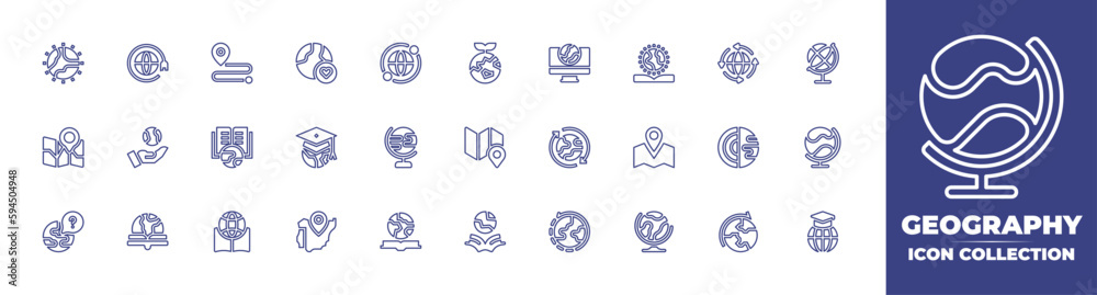 Geography line icon collection. Editable stroke. Vector illustration ...