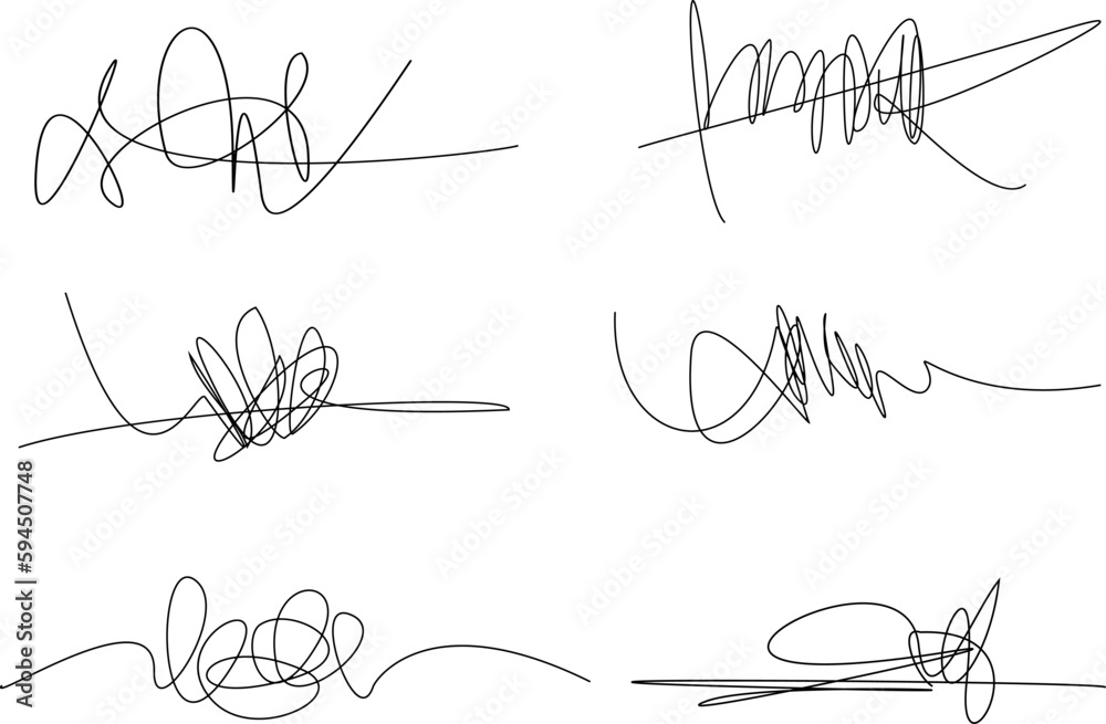 Hand written signature. Different example signatures isolated in white ...