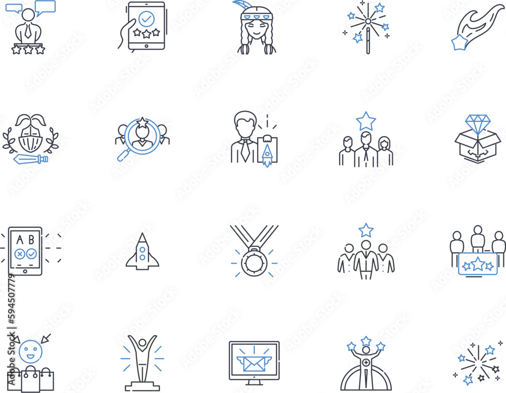 Tenacious conquerors line icons collection. Persistence, Determination ...