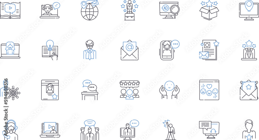 Notice line icons collection. Announcement, Warning, Alert, Information ...