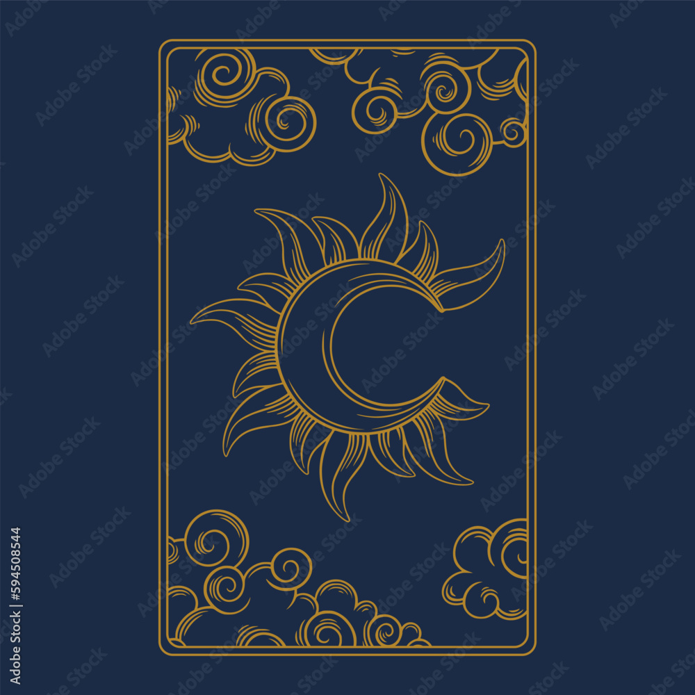 Tarot aesthetic golden card. Mystery tarot design for oracle card ...