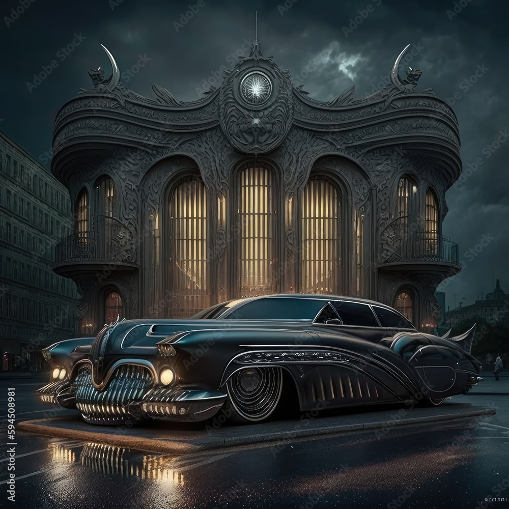 gothic luxury car in the night created using generative AI Stock ...