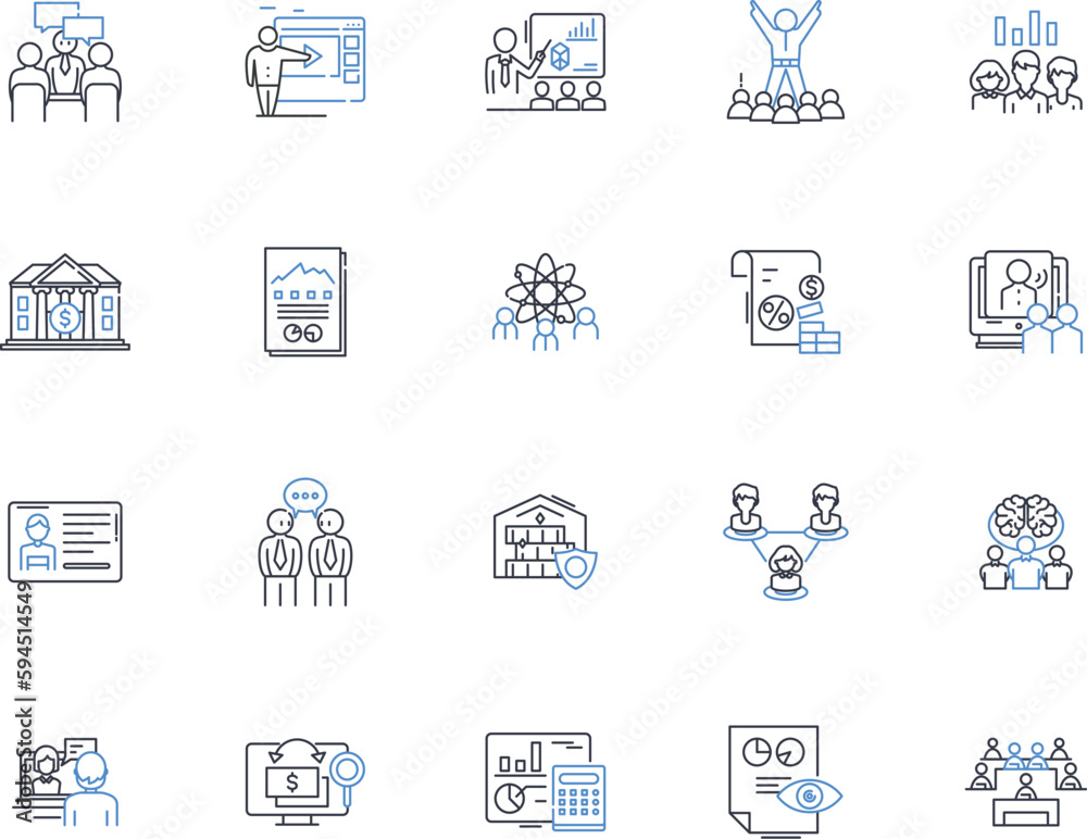 Agency framework line icons collection. Administration, Policy ...