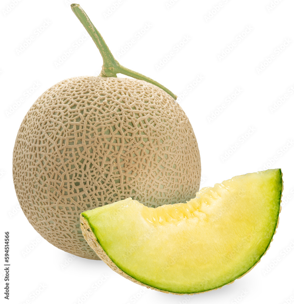 Crown Musk Melon on white background, Shizuoka Crown Melon Yama Grade ...