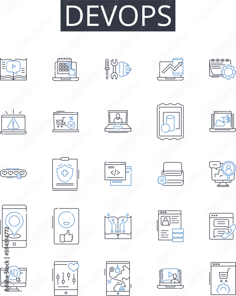 DevOps line icons collection. Agile development, Cloud computing ... DevOps line icons collection. Agile development, Cloud computing ...