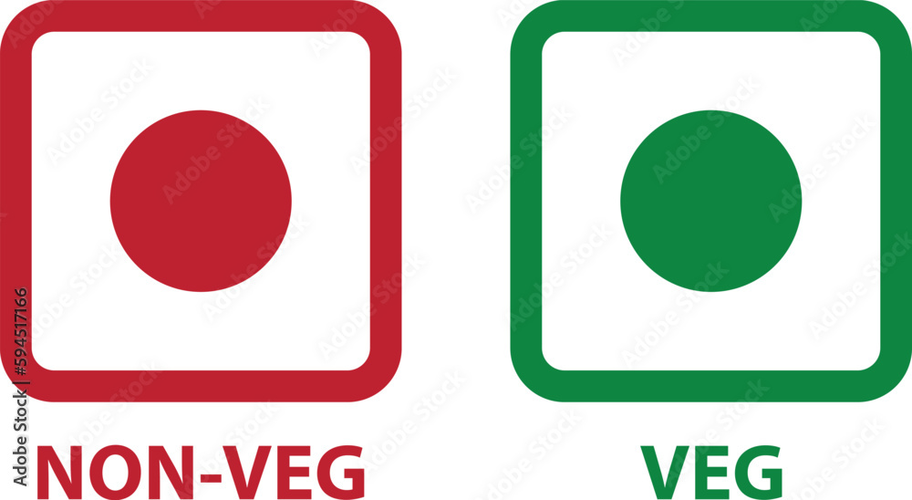Veg and Non Veg Emoji icon on white background. Indian Food Concept ...