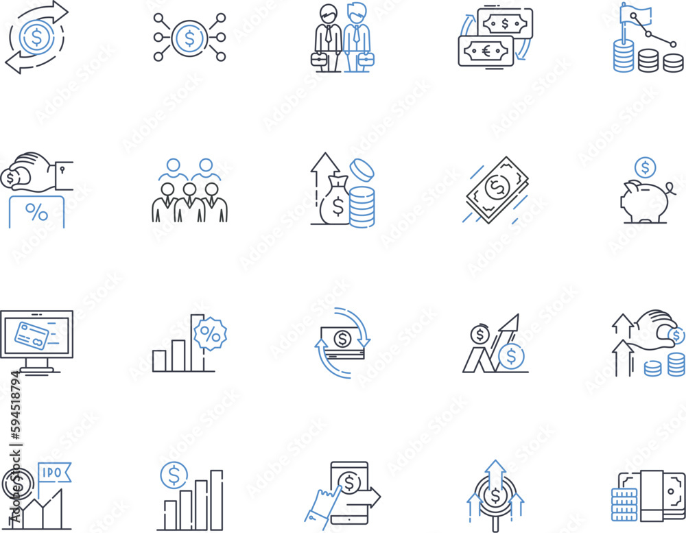 Cash management line icons collection. Budgeting, Liquidity ...