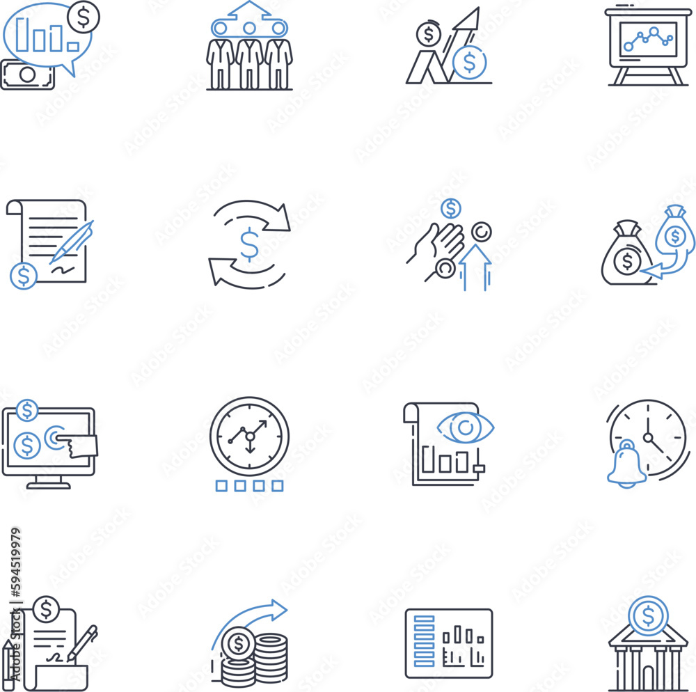 Budgeting line icons collection. Frugality, Allocation, Saving ...