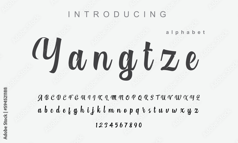 Yangtze font. Elegant alphabet letters font and number. Classic Copper ...