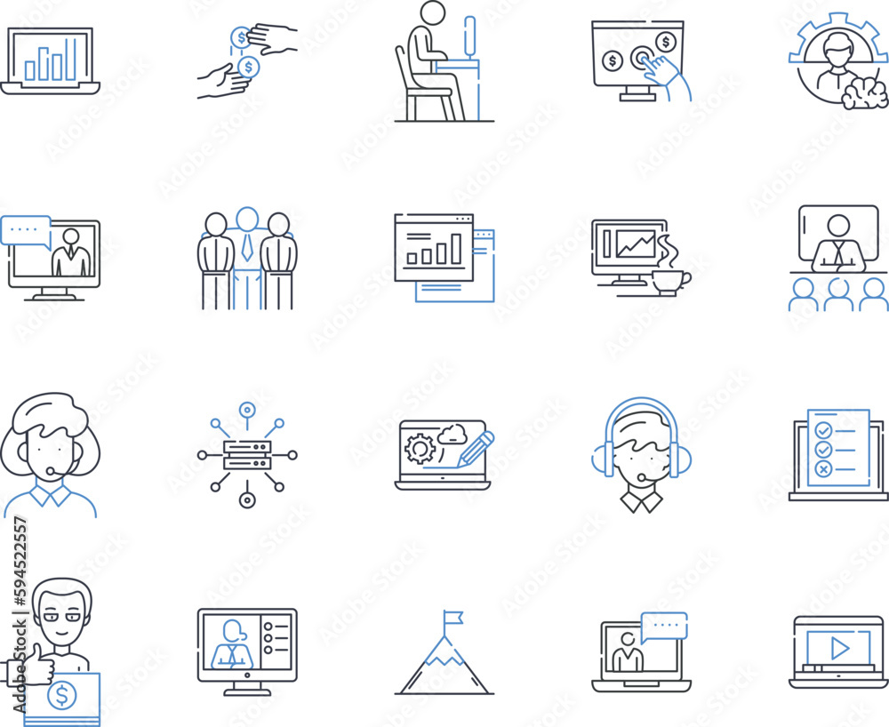 Operational workplace line icons collection. Efficiency, Procedures ... Operational workplace line icons collection. Efficiency, Procedures ...
