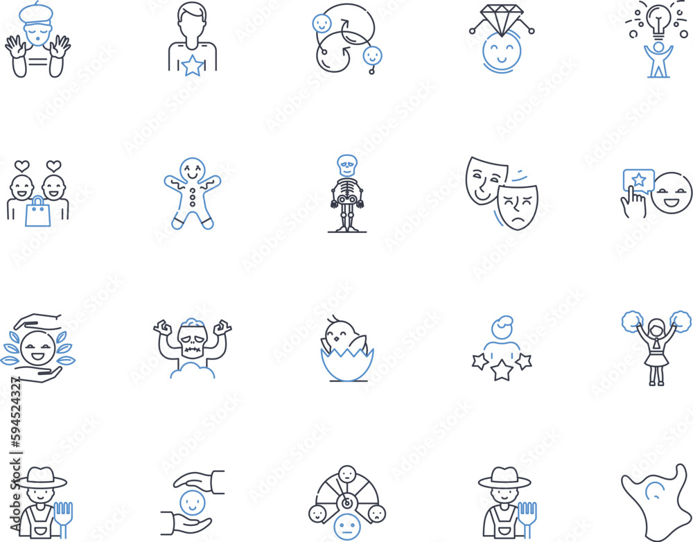 Hilarious individuals line icons collection. Comedian, Clown, Jester ...